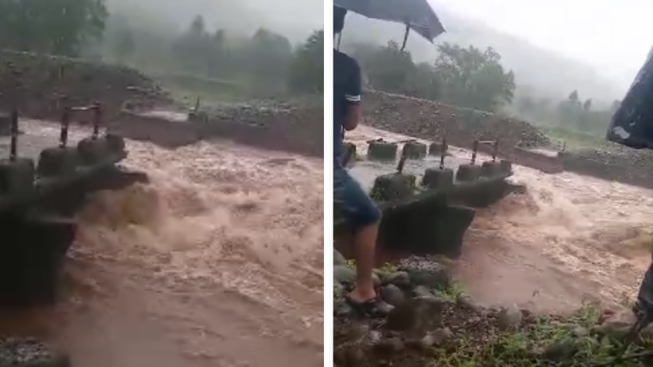 महाडमधील मुसळधार पावसाने पूल गेला वाहून, रस्ता बंद | mahad midc kasbe ...
